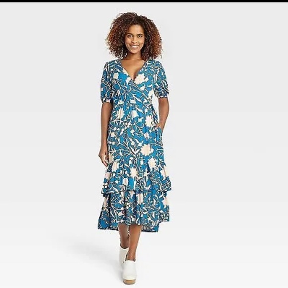 Knox Rose | Dresses | Womens Short Sleeve Wrap Dress Knox Rose Blue ...
